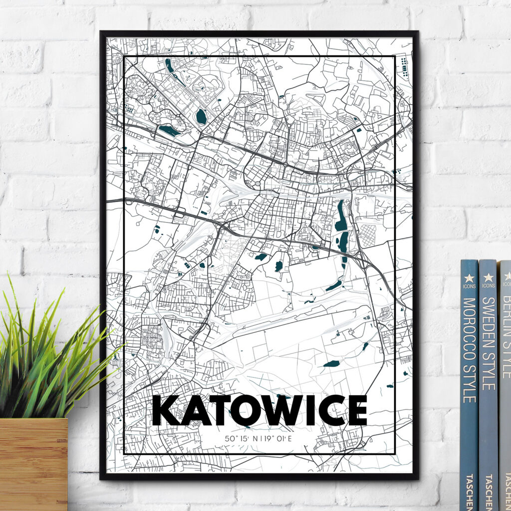 Plakat MAPA MIASTA - Katowice - PlakatoweLove.pl